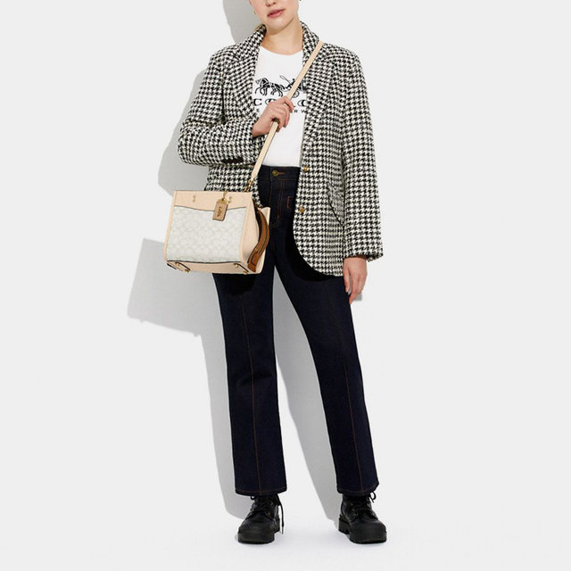 COACH/Coach Outlet Women's Classic Logo Jacquard Fabric ROGUE 25 Handbag