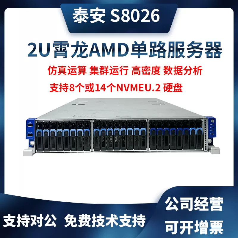 泰安S8026 14个NVMEU.2单路支持AMD EPYC1、2代仿真GPU计算AI主机-淘宝网