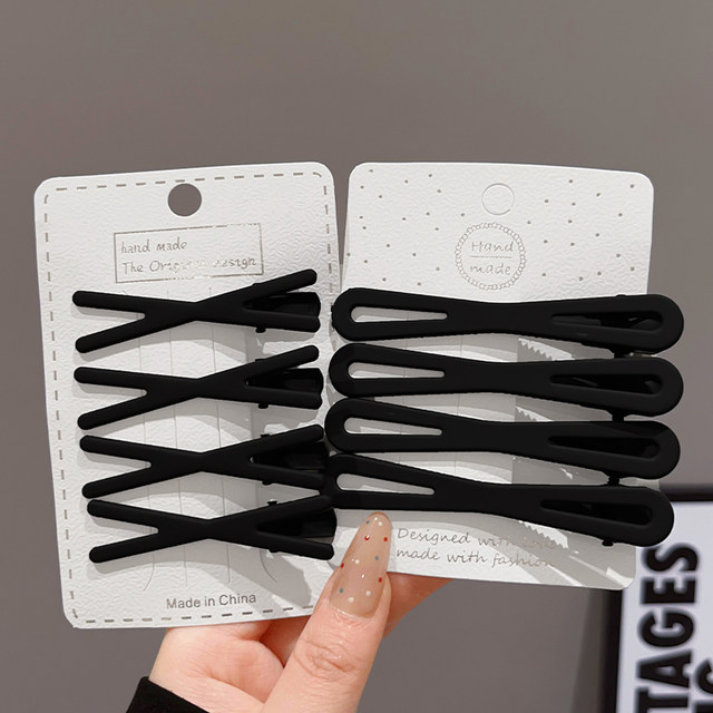 Simple black matte hairpin side clip side bangs clip new style seamless ...