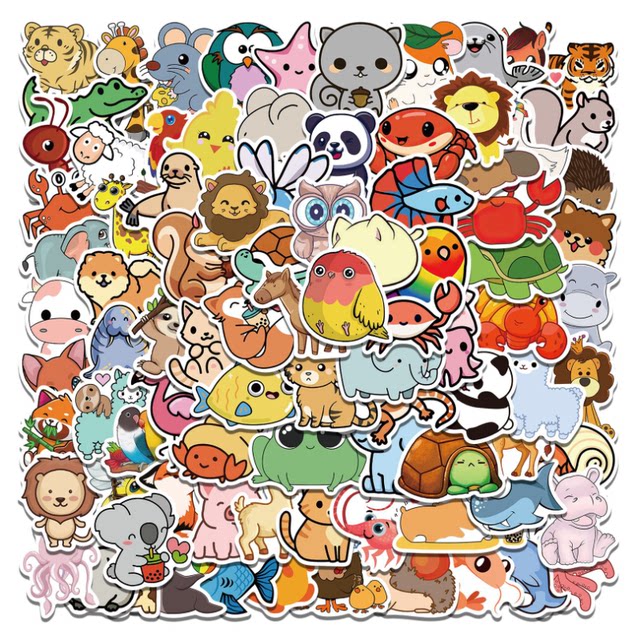 100 cute cartoon animal stickers stationery box mobile phone case ...
