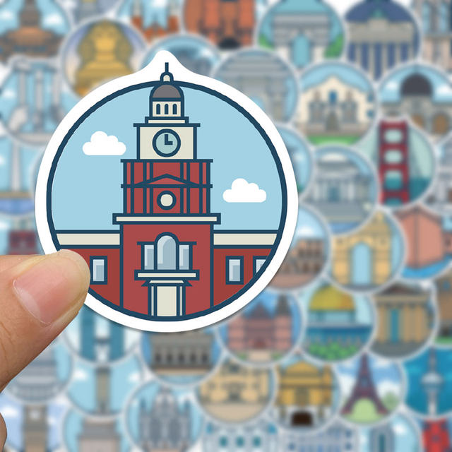 55 world landmark stickers, icons, scenic spots, mobile phone cases ...