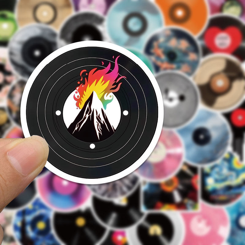 50 pieces of vinyl CD stickers, discs, cool decorative guitars, laptop ...