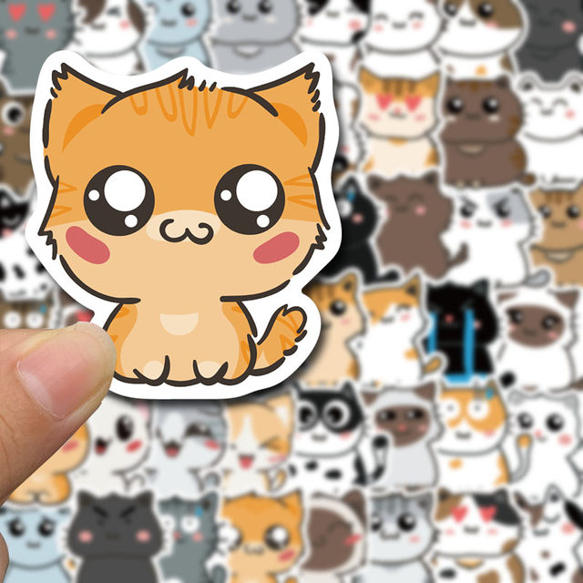 50 cute kitten stickers super cute pet cat DIY mobile phone computer ...