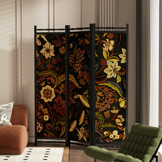 Medium style solid wood screen paint painting screen office art movable ...