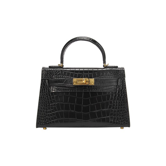Crocodile pattern Kelly bag women's second generation mini bag genuine ...