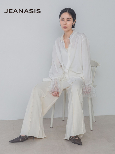 Jeanasis shirt Women's 2025 Spring & Fall New arrival Fashion French Shoelace Elegant Lace Tops ...