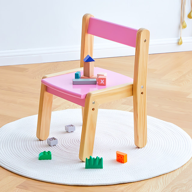 Veebee children's pure solid wood back chair small chair Montessori ...
