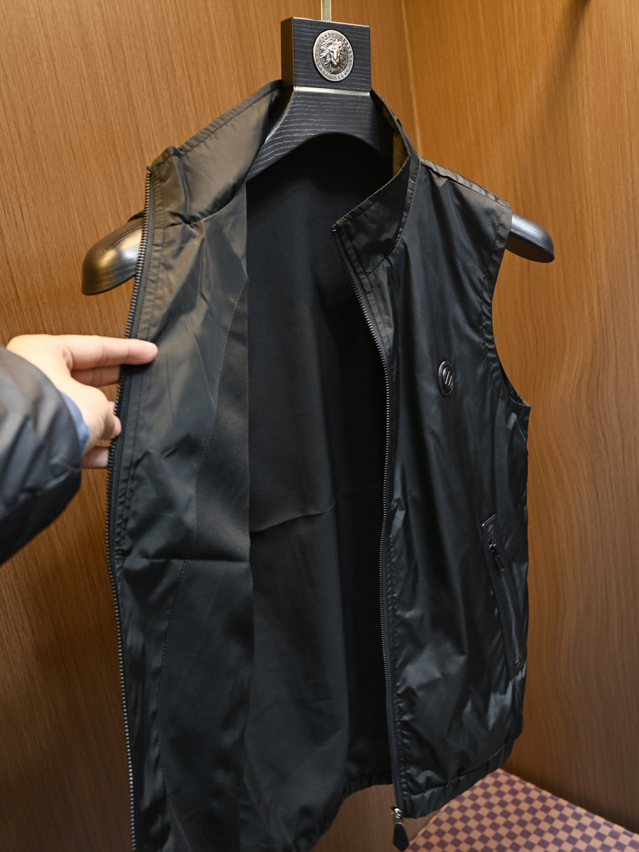 European trendy brand stand-up collar vest jacket men's spring and ...