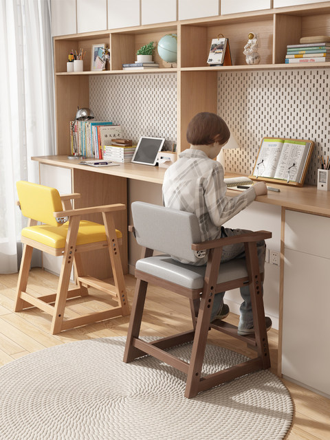 Solid wood children's learning chair lifting chair primary school ...