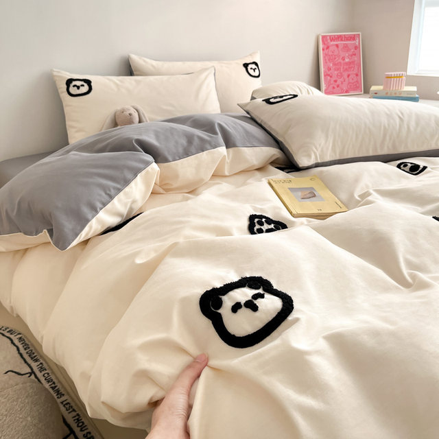 MUJI New arrival ins Cotton Towel Embroidered Cartoon Four-piece Set ...