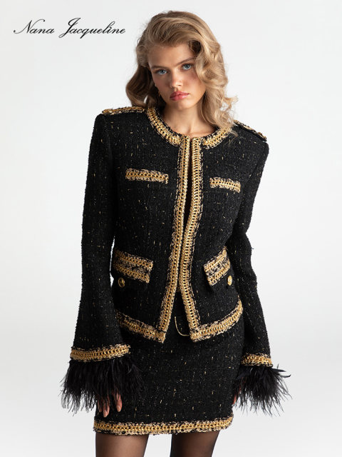 [55% off to select] NanaJacqueline star same black feather braided suit ...