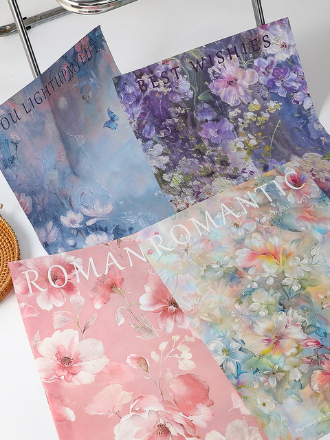 Sicily retro oil painting series flower bouquet packaging paper art ...