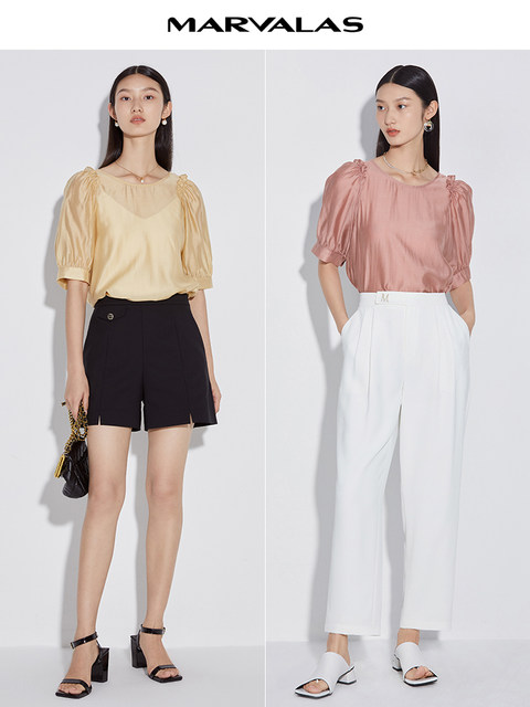 Mandeshi Short-Sleeved Chiffon Shirt for Women 2025 Summer Thin and ...