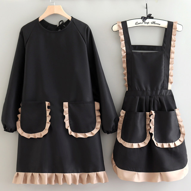 Customized solid color work clothes apron for women, simple solid color ...