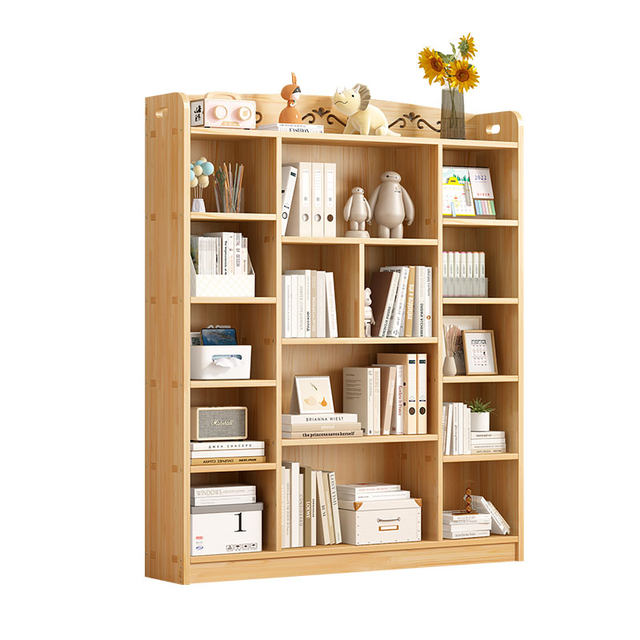 Log bookcase pine student bookcase children's multi-layer bookshelf ...