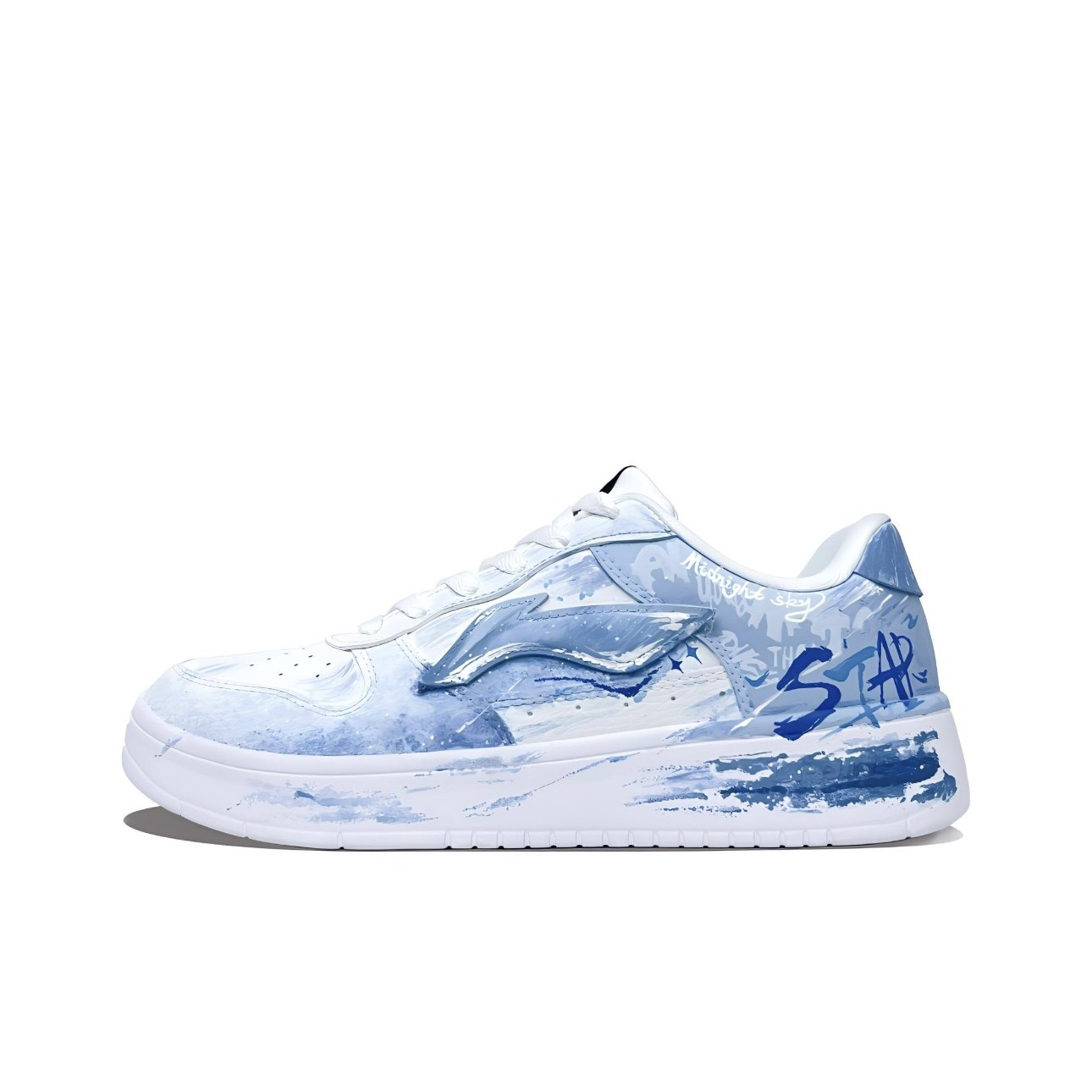Lining Li Ning Blue Moon Storm is faint and old hand-painted blue and ...