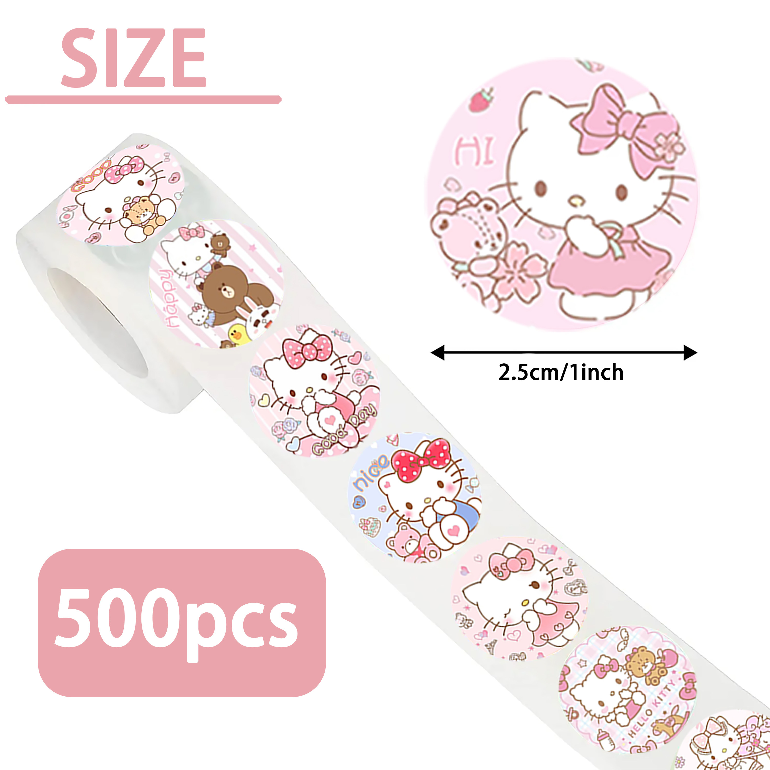 Hello Kitty Stickers - 500 Count Decorative KT Cat Labels