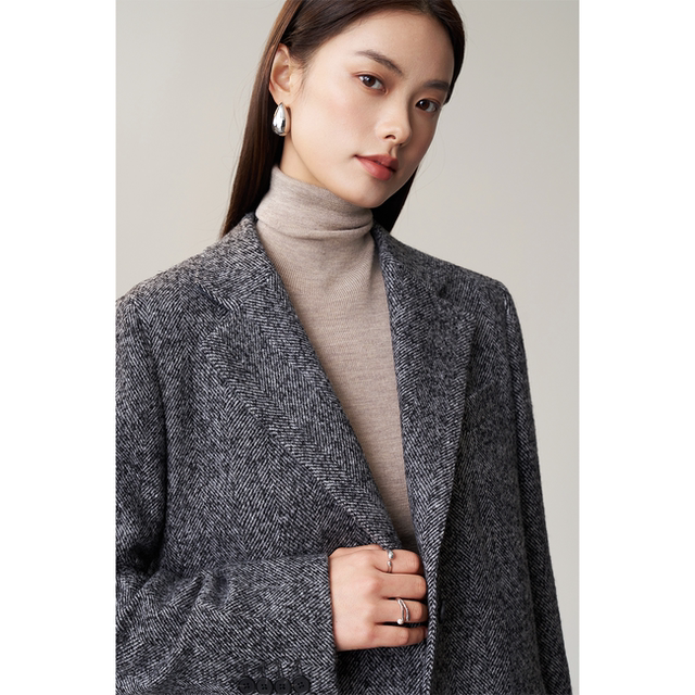 Positive shoulder flat neck wool suit jacket high -definition process ...