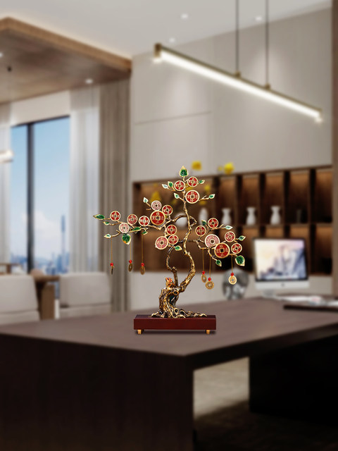 Copper money tree ornaments to attract wealth office shop front desk ...
