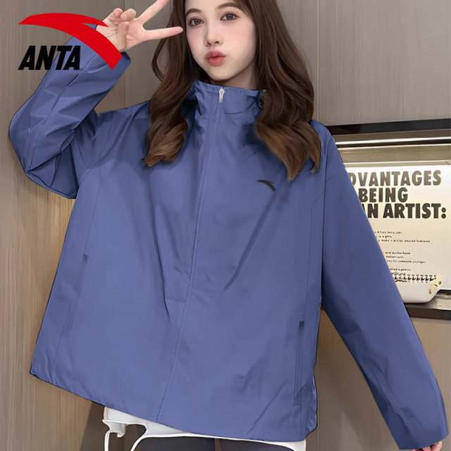 Anta 2025 Autumn New Waterproof and Windproof Hooded Windbreaker Jacket for Women, Sports Casual ...