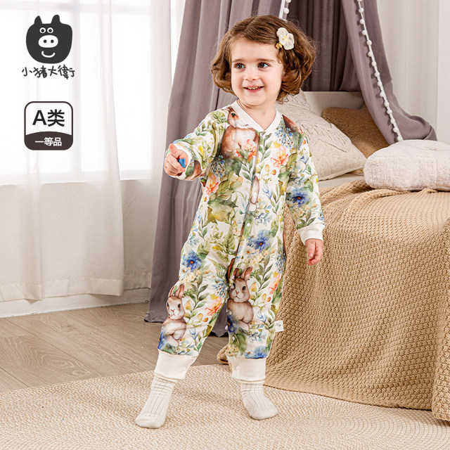 Piggy David Newborn Autumn Warm Jumpsuit for Male and Female Baby Cartoon Printed Mid-Opening ...