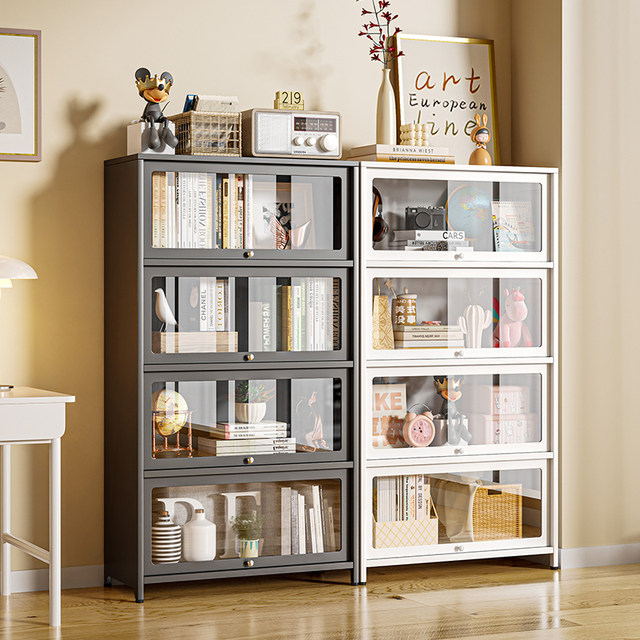 Household glass bookcase steel children's bookshelf pain cabinet ...