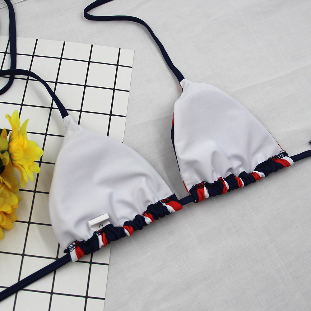 2021 New Foreign Trade European and American Swimsuits Large Size Navy Style Striped Sexy Bikini ...