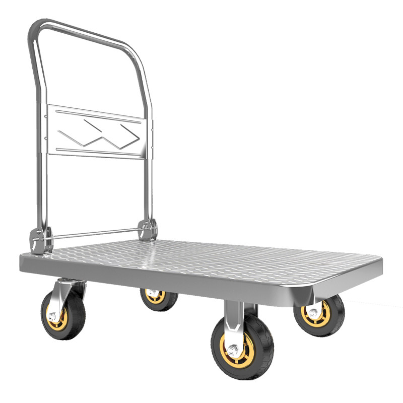 Handgeschobener flachwagen aus stahlplatte, lagerwagen, express ...