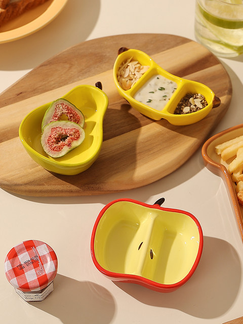 Ceramic cute dipping sauce dish fruit shape seasoning dish snack plate ...
