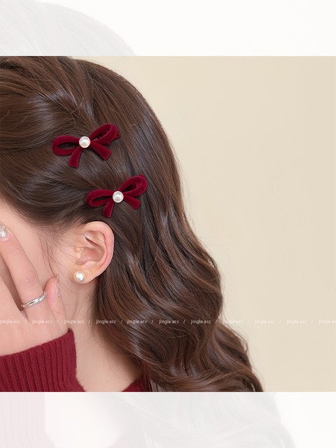 Red hair accessories hair clip 2025 new high-end hair card accessories ...