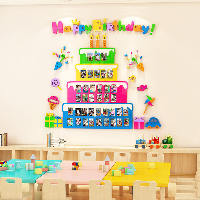 Kindergarten birthday wall environmental creation theme wall stickers ...