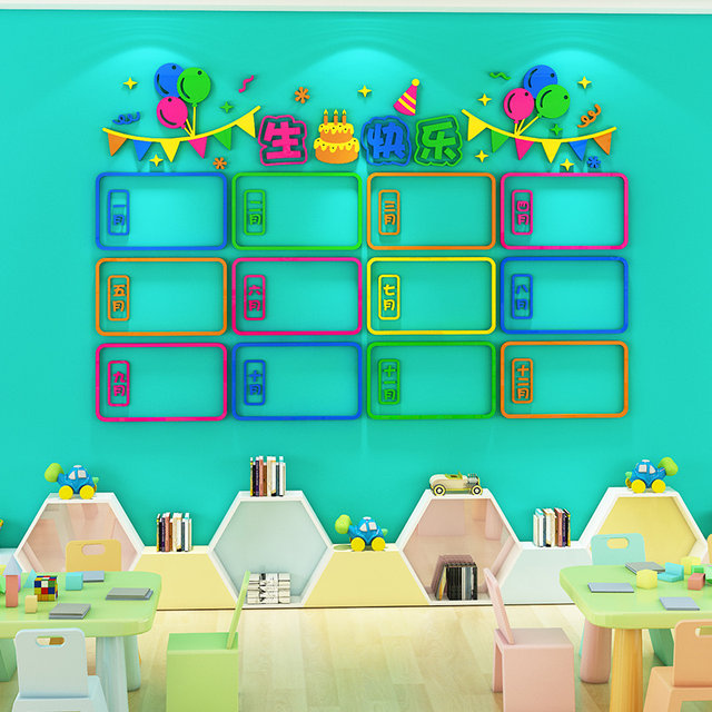 Kindergarten birthday wall environmental creation theme wall stickers ...