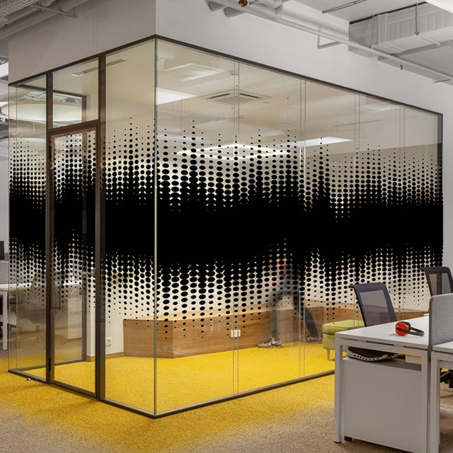 Office partition wall glass sticker white black gradient anti ...