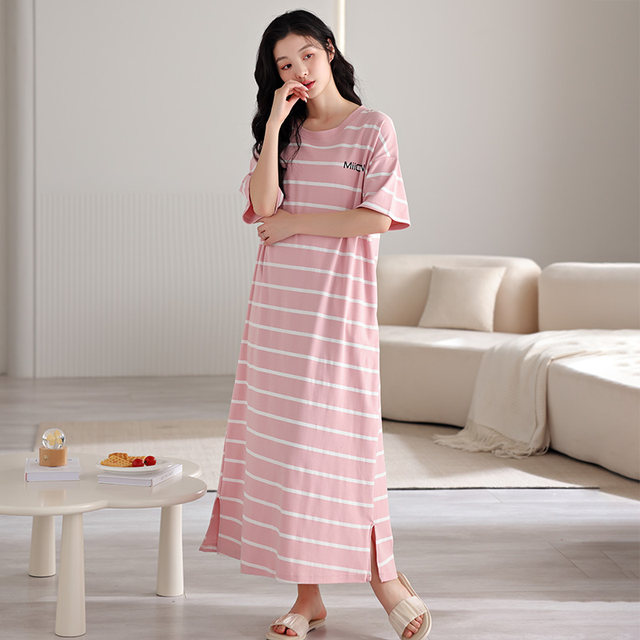 Summer women's nightgown 2024 new pure cotton short-sleeved spring ...