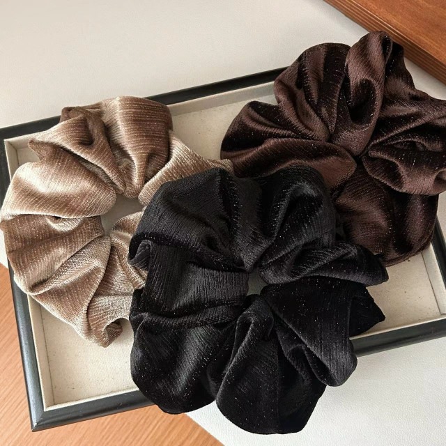 Raffia/Korean velvet fine glitter small and medium large hair ring ...