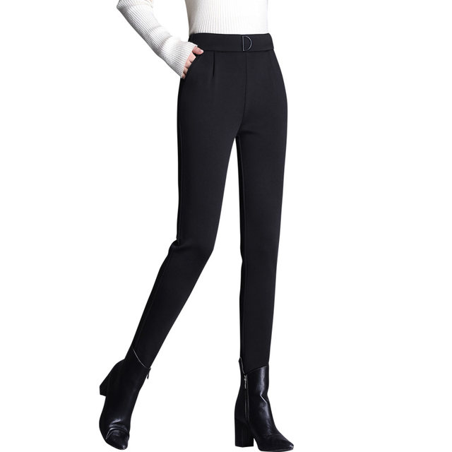 Add velvet casual pants women autumn and winter thickened Haron pants ...