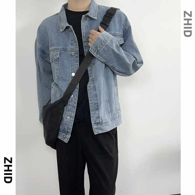 ZHID denim jacket men's spring and autumn Korean style trendy loose ...