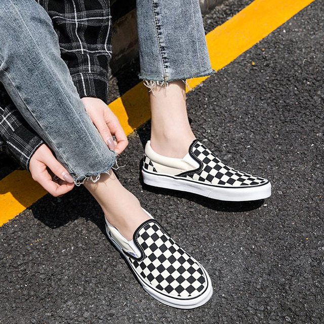 VANS Vans checkerboard Slip-On retro casual lazy men's and women's ...