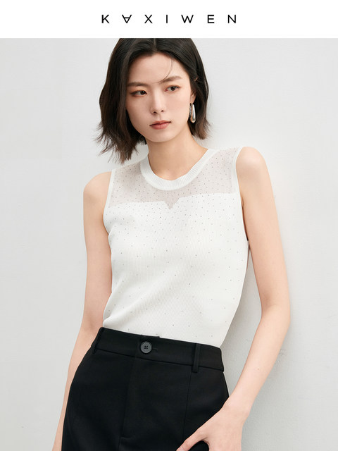 Jason Wen Fashion Sleeveless Knitted Vest 2025 Spring New Hot Diamond ...