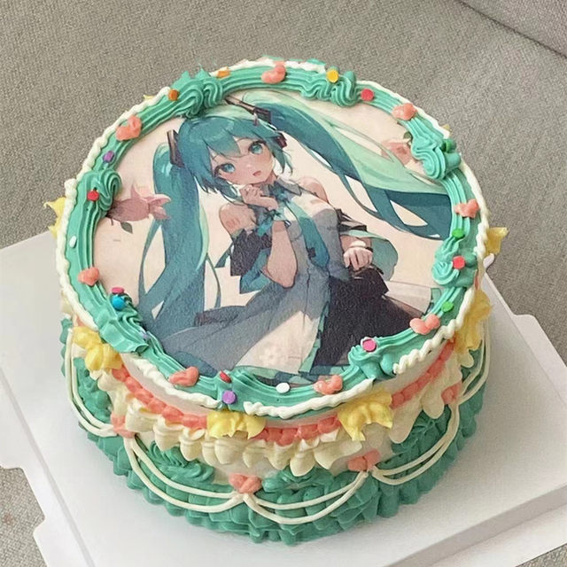 Hatsune Miku birthday cake customization for children and girls two-dimensional cake creative ...