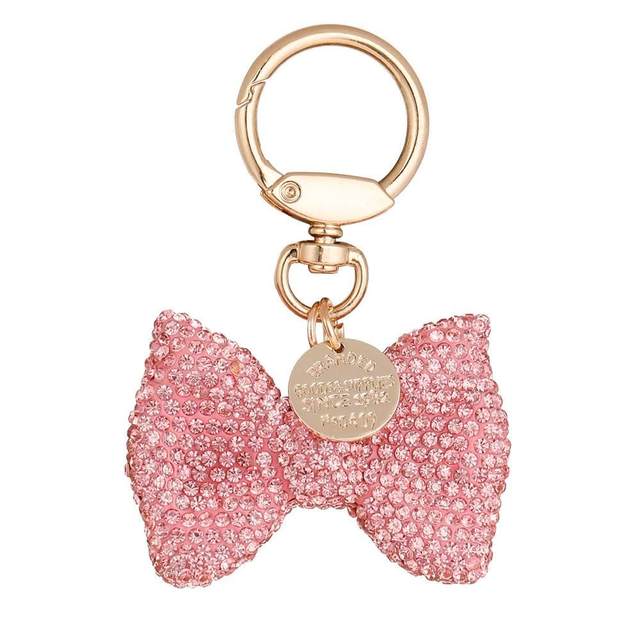 European and American full diamond bows car keychain Creative small tag ...