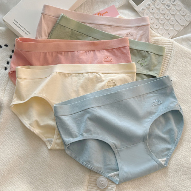 4 pieces of underwear for women, pure cotton, mid-waist, thin, highly ...