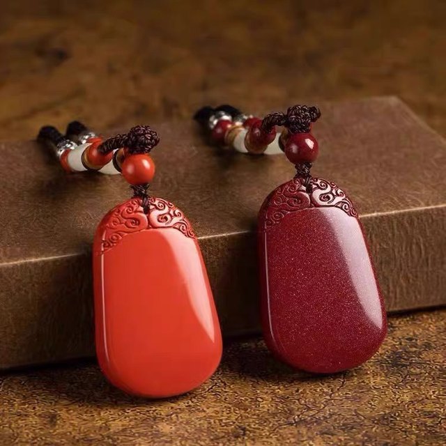 Natural high-content cinnabar Ping An Wu Shi brand pendant for men and ...