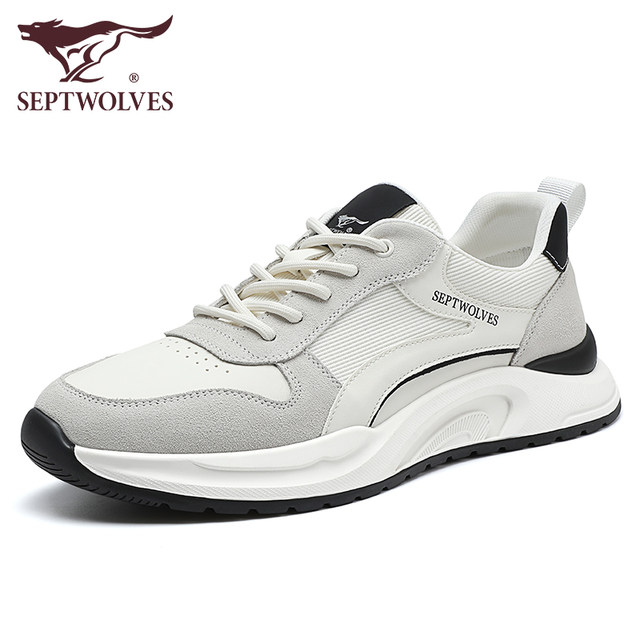 Septwolves genuine leather sneakers for men, mesh breathable 2024 ...