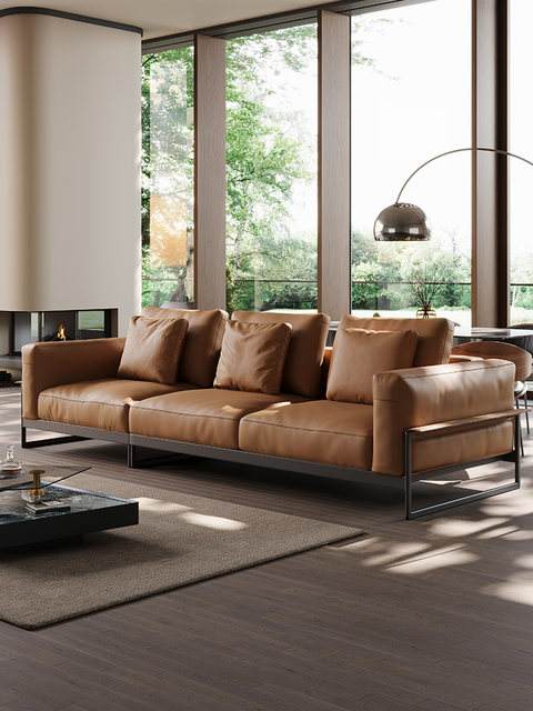 Muningan Italian minimalist head layer cowhide sofa modern retro ...