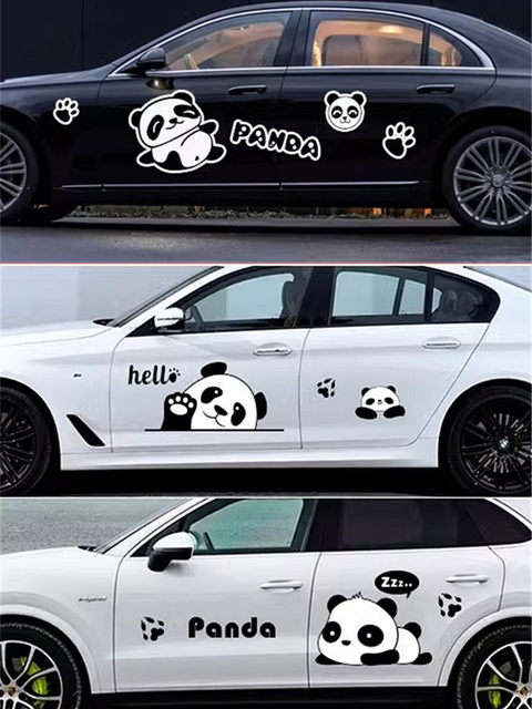Car stickers cute cartoon red panda car stickers modified body door ...
