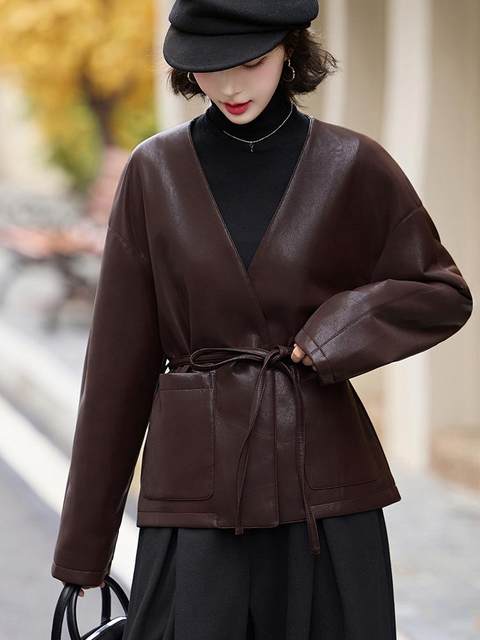 Leather Jacket for Women, Spring 2025 New Style, High-End, Petite Size ...