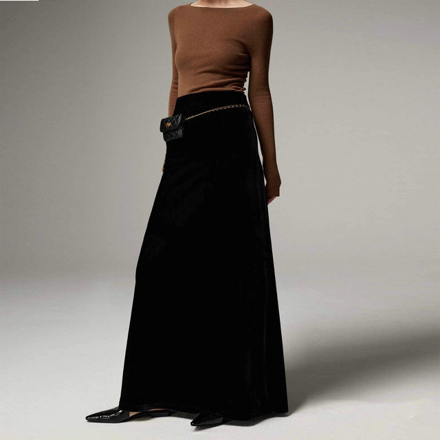 MSL leg essence French three-dimensional skirt supermodel gold velvet ...