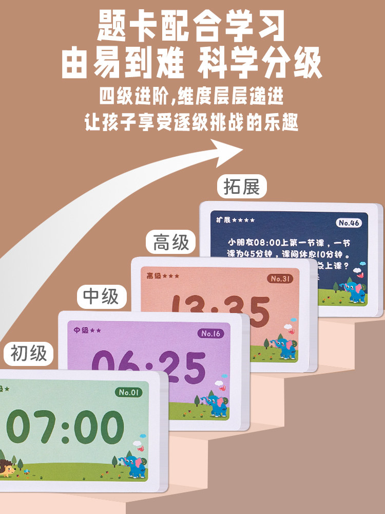 Six Cool Wooden Digital Clock Teaching Aid - Educational Time Learning Toy