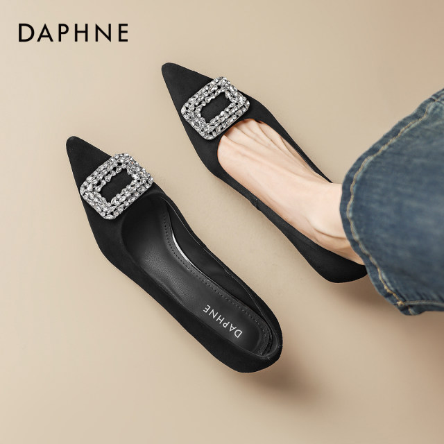 Daphne black high heels for women 2025 autumn new slim heel pointed toe ...